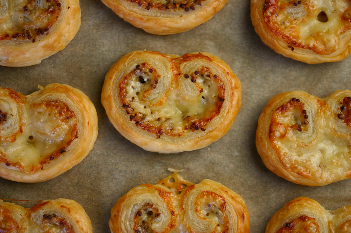 Cheese and mustard palmiers | Ten More Bites