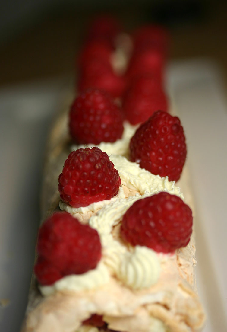 Raspberry meringue roulade | Ten More Bites